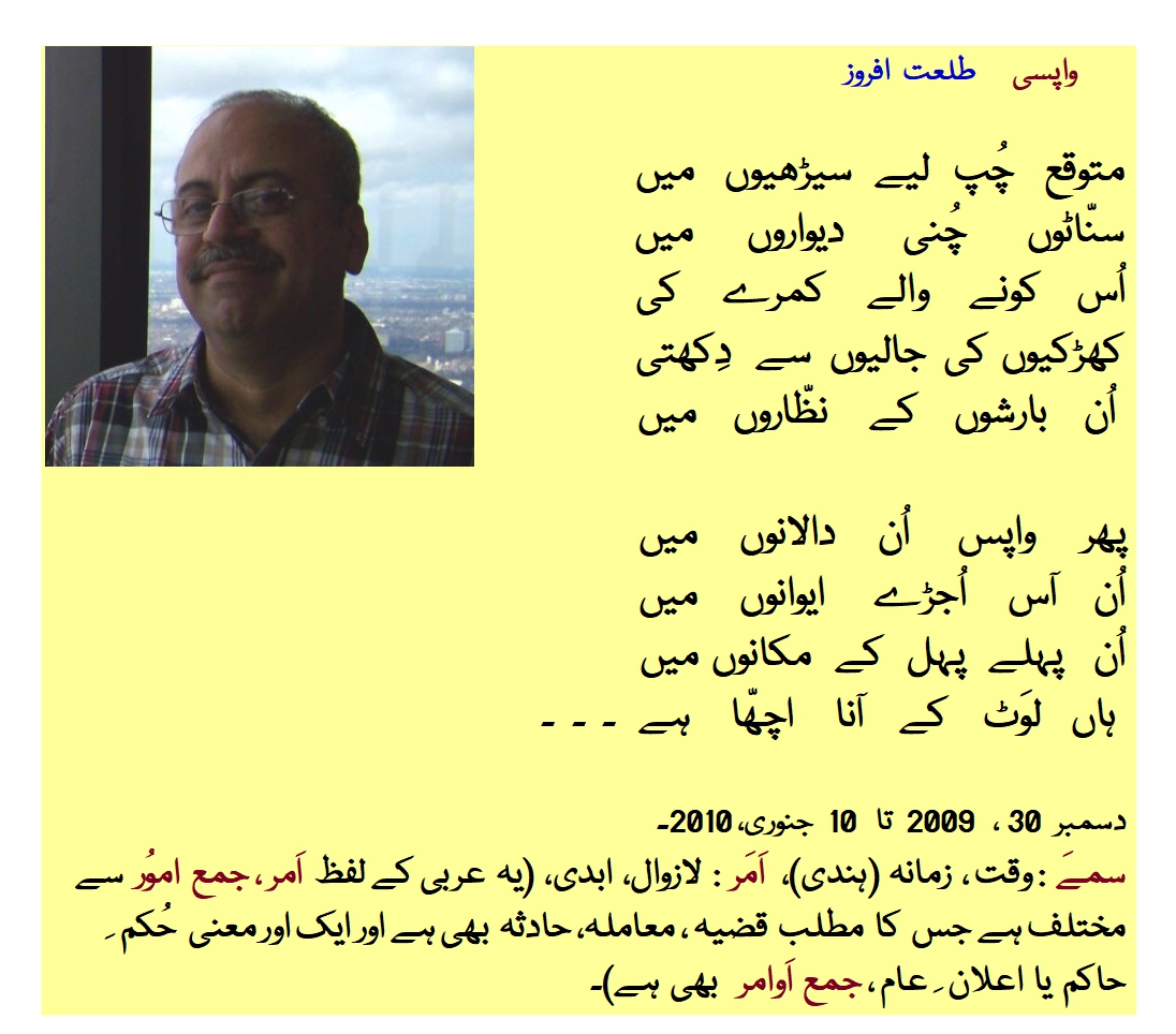 Dareechah-e-Nigaarish - Talat Afroze: Urdu Poems
